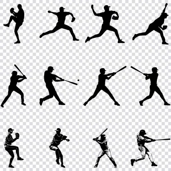 Baseball Player Silhouette SVG Bundle